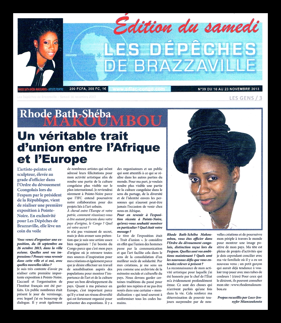 Journal Les Dépêches de Brazzaville (Éd. du samedi) : «Un véritable ...